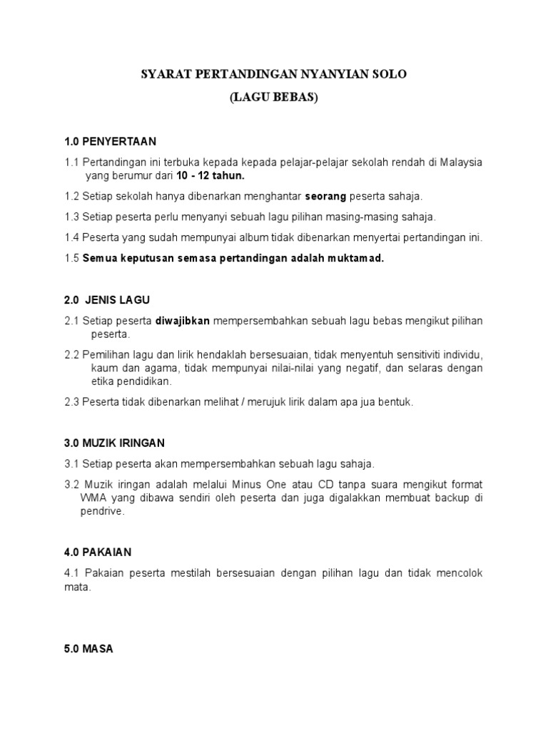 Syarat Pertandingan Nyanian | PDF