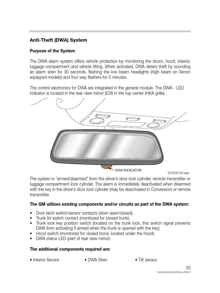 BMW Anti-Theft DWA System PDF | PDF | Trunk (Car) | Frequency