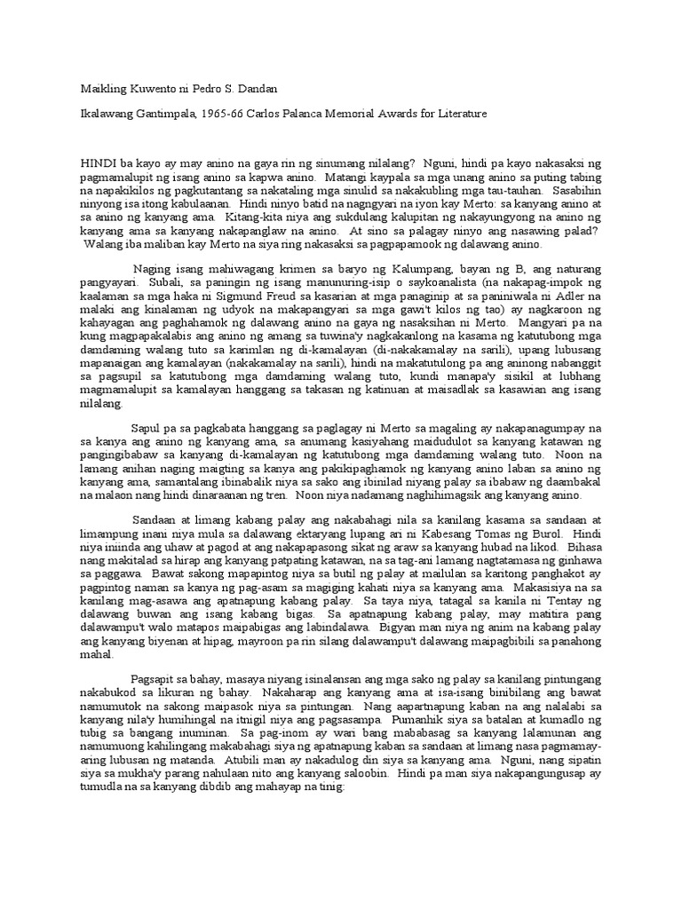 Maikling Kuwento Ni Pedro S | PDF