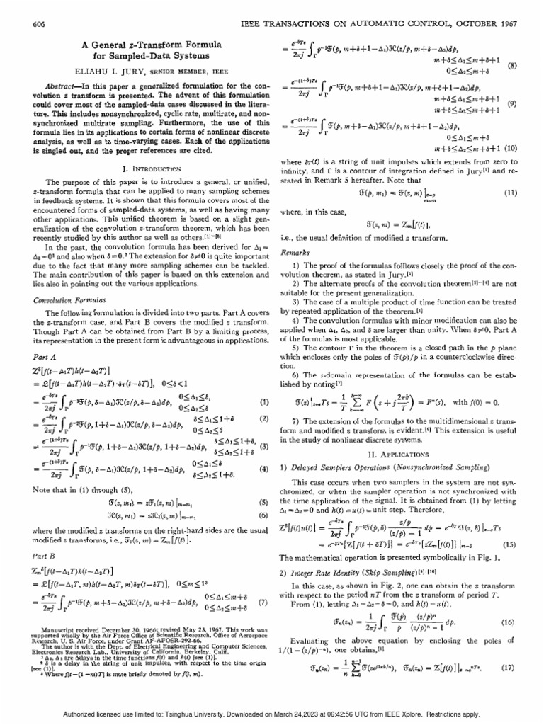 A General Z-Transform Formula For Sampled-Data Systems PDF | Download ... A General Z-Transform Formula For Sampled-Data Systems PDF | Download ...