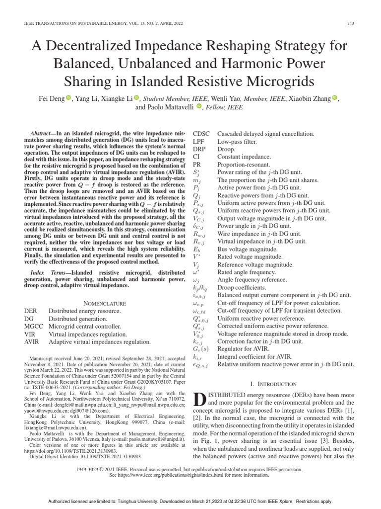 A Decentralized Impedance Reshaping Strategy For Balanced Unbalanced and Harmonic Power Sharing ...