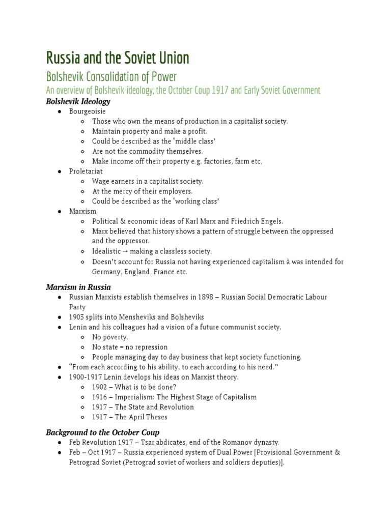 2020 MH - Russia and The Soviet Union Notes (Natasha Razmovski) | PDF ...