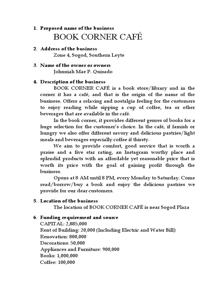 Business Proposal | PDF | Cooking, Food & Wine | Law