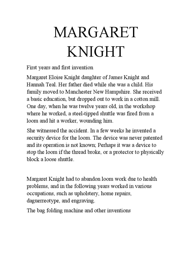 Margaret Knight | PDF | Secondary Sector Of The Economy | Intellectual ...