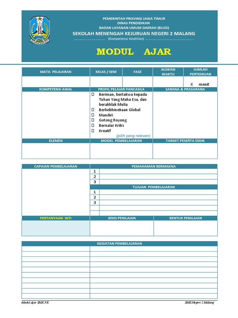 Modul Ajar - Template-Smkn2mlg | PDF