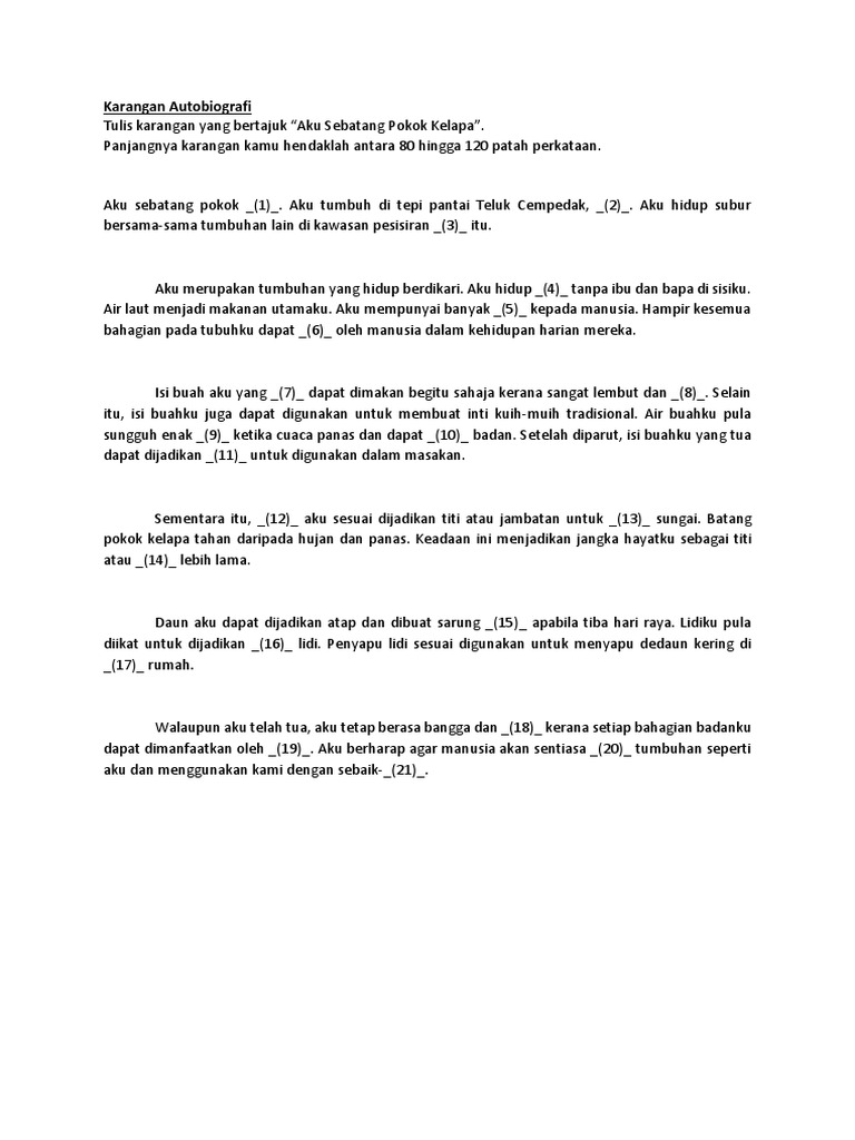 Karangan Autobiografi Pokok Kelapa Pdf