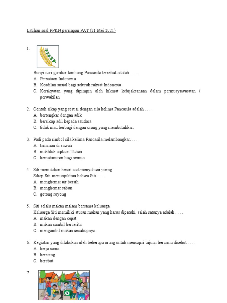 Latihan Soal PPKN Persiapan PAT | PDF