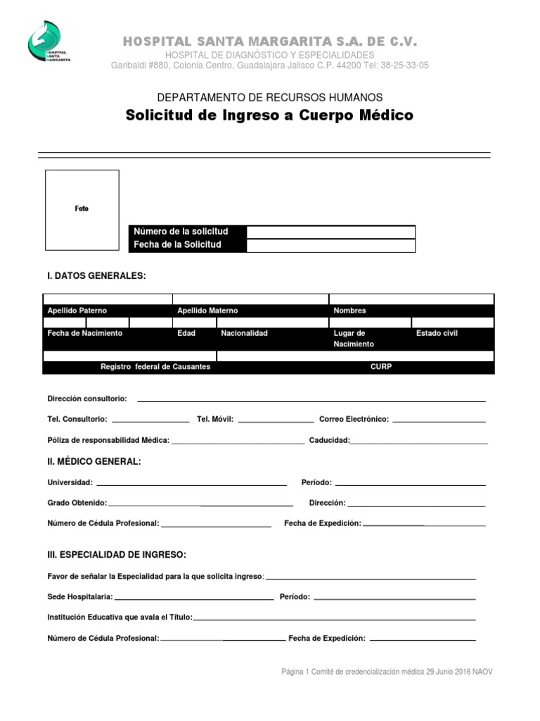 SOLICITUD DE INGRESO HOSPITAL SANTA MARGARITA Validado | PDF | Hospital | Infección adquirida en ...