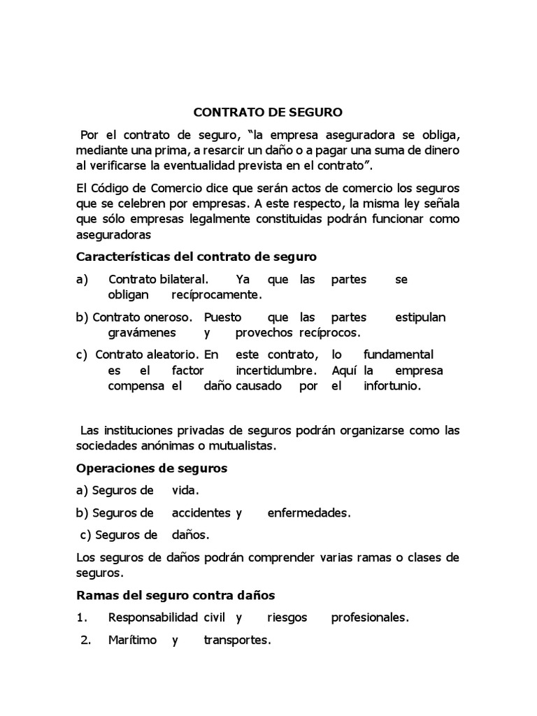 Análisis completo del contrato de seguro: características, elementos ...