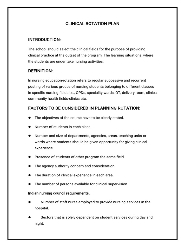 Clinical Rotation | PDF | Nursing | Teachers