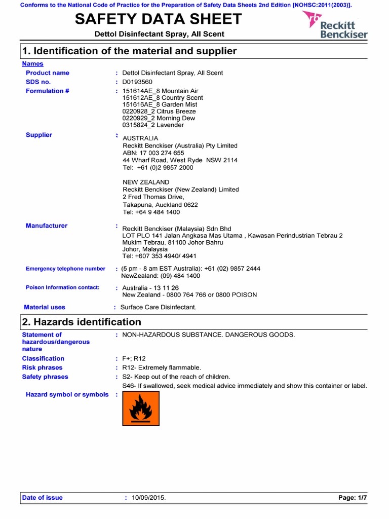 Dettol Disinfectant Spray PDF | PDF