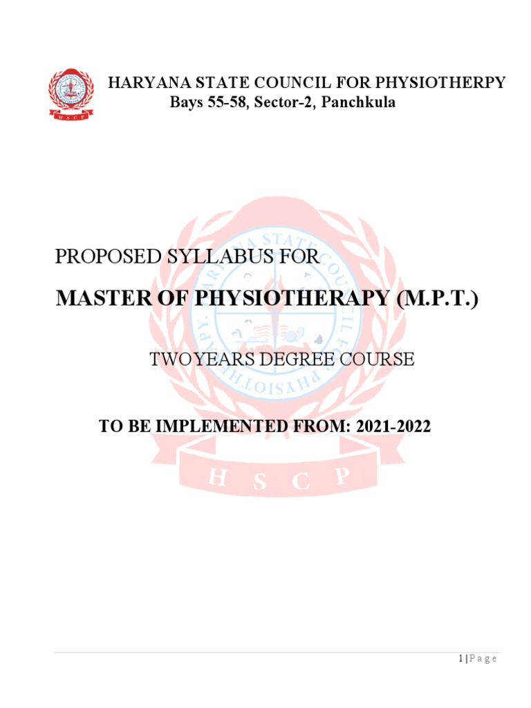 MPT Physiotherapy Curriculum PDF | PDF | Physical Therapy | Health Care
