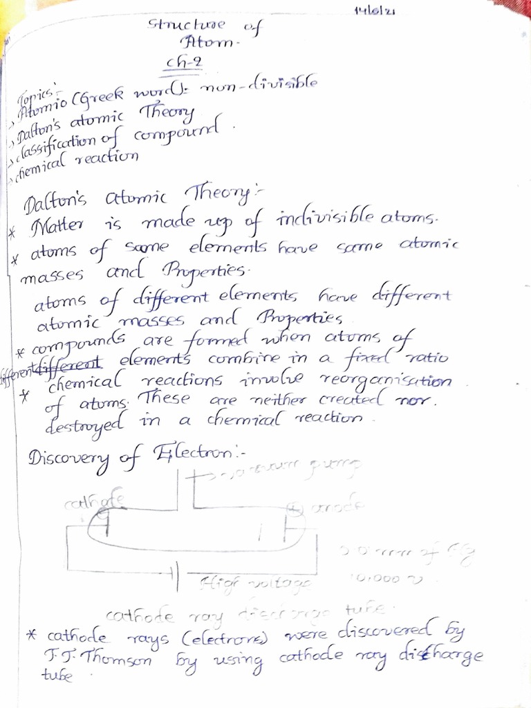 Atomic Structure Notes PDF | PDF