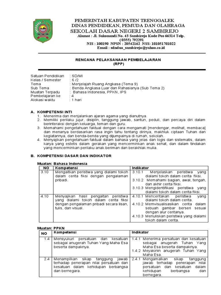 RPP Tema 9 Sub 2 PB 4 Utuh | PDF