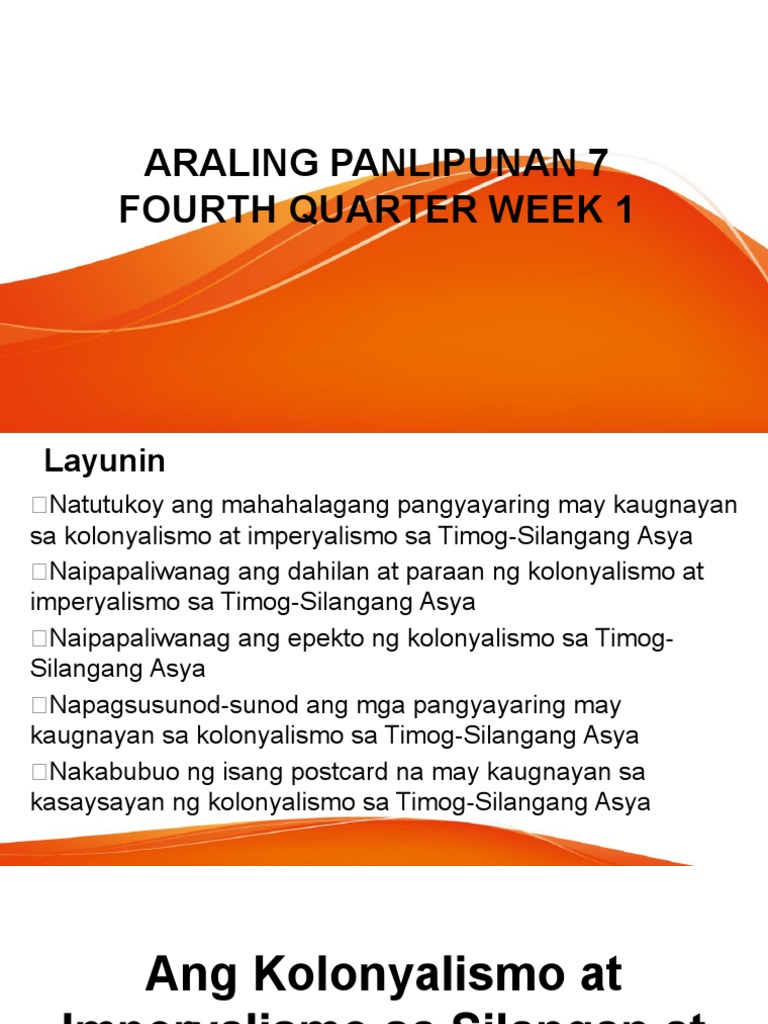 Araling Panlipunan 7 Fourth Quarter: Week 1 | PDF