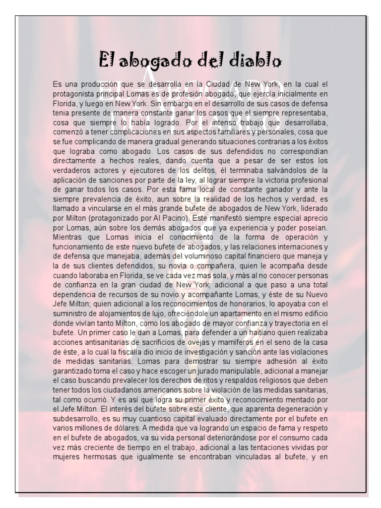 El Abogado Del Diablo PDF | PDF | Despacho de abogados