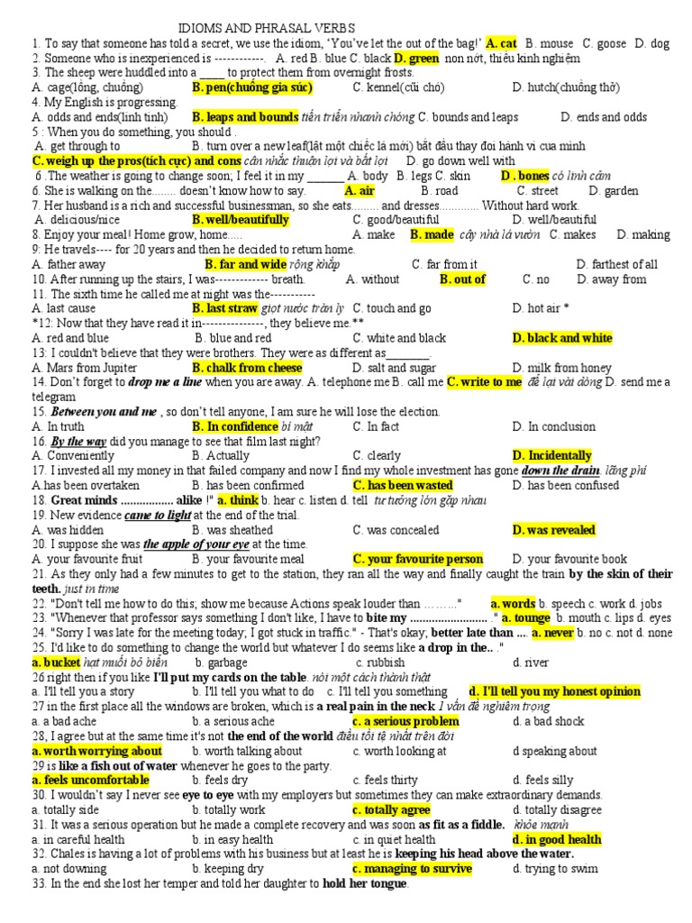 Idioms and Phrasal Verbs (Latest) | PDF | Happiness | Environmentalism