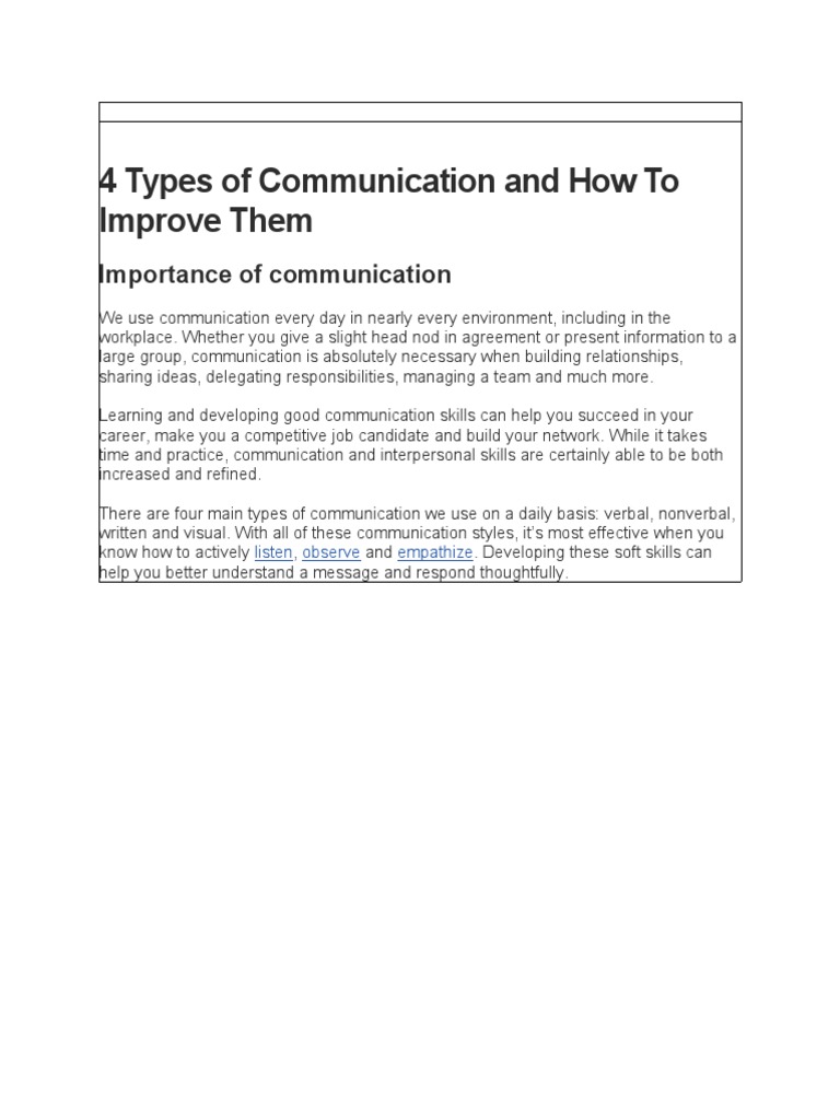 4 Types of Communication and How To Improve Them | PDF | Nonverbal ...