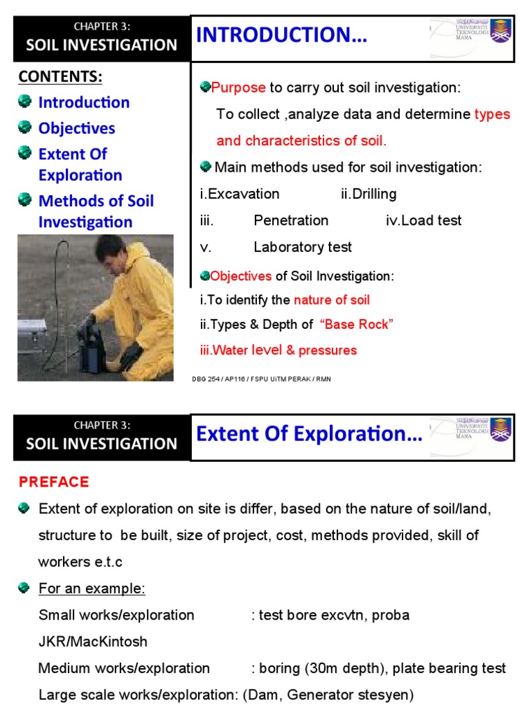 Chapter 3 Soil Investigation | PDF | Drilling | Drill