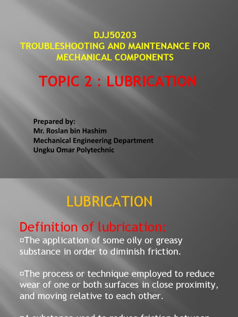 Topic 2 Lubrication Pdf Pdf Lubricant Motor Oil