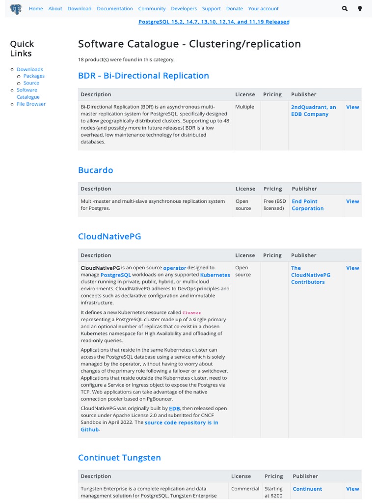 Postgresql - Software Catalogue - Clustering - Replication - 2 | PDF | Postgre Sql | Databases