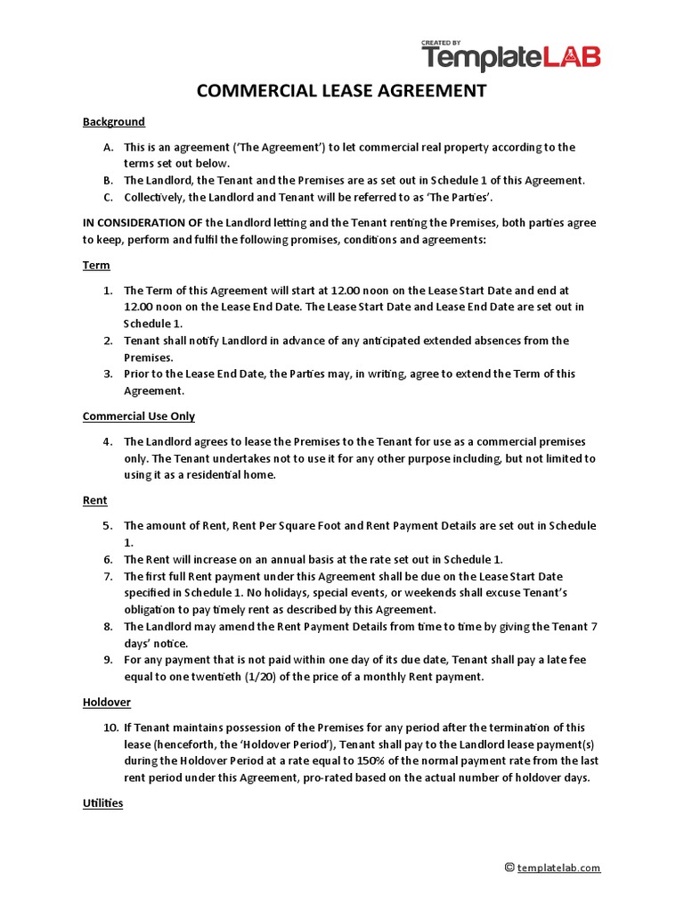 Commercial Lease Agreement: Background | PDF | Leasehold Estate | Lease