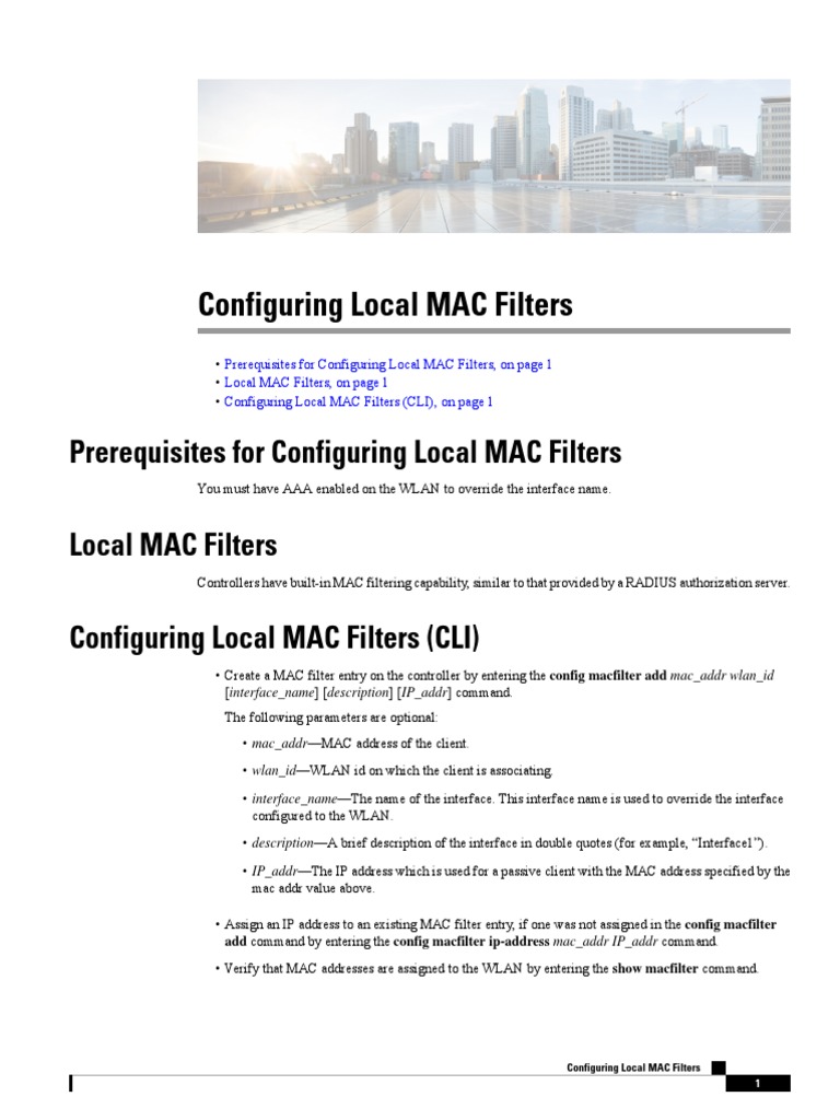 M Configuring Local Mac Filters | PDF | Radius | Command Line Interface M Configuring Local Mac Filters | PDF | Radius | Command Line Interface