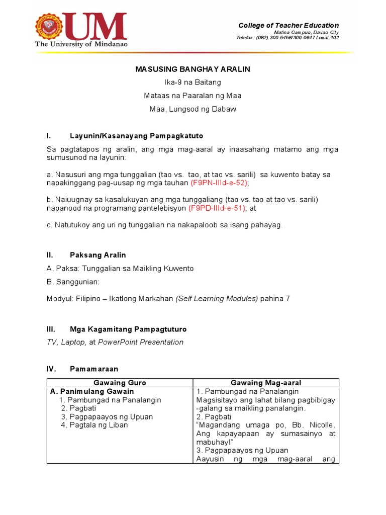 Banghay-Aralin-Filipino-9 | PDF