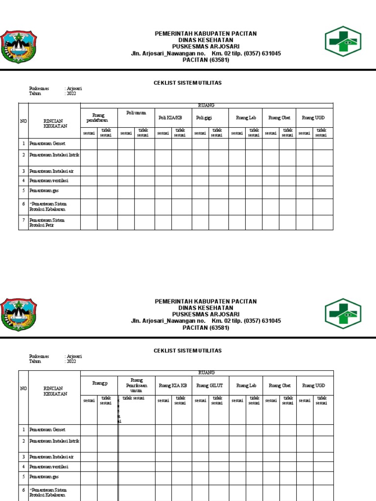 1.4.7. Ceklist Utilitas | PDF