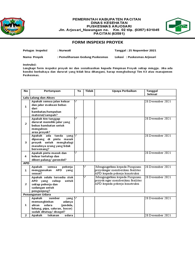 Contoh - Form-Inspeksi-Proyek | PDF