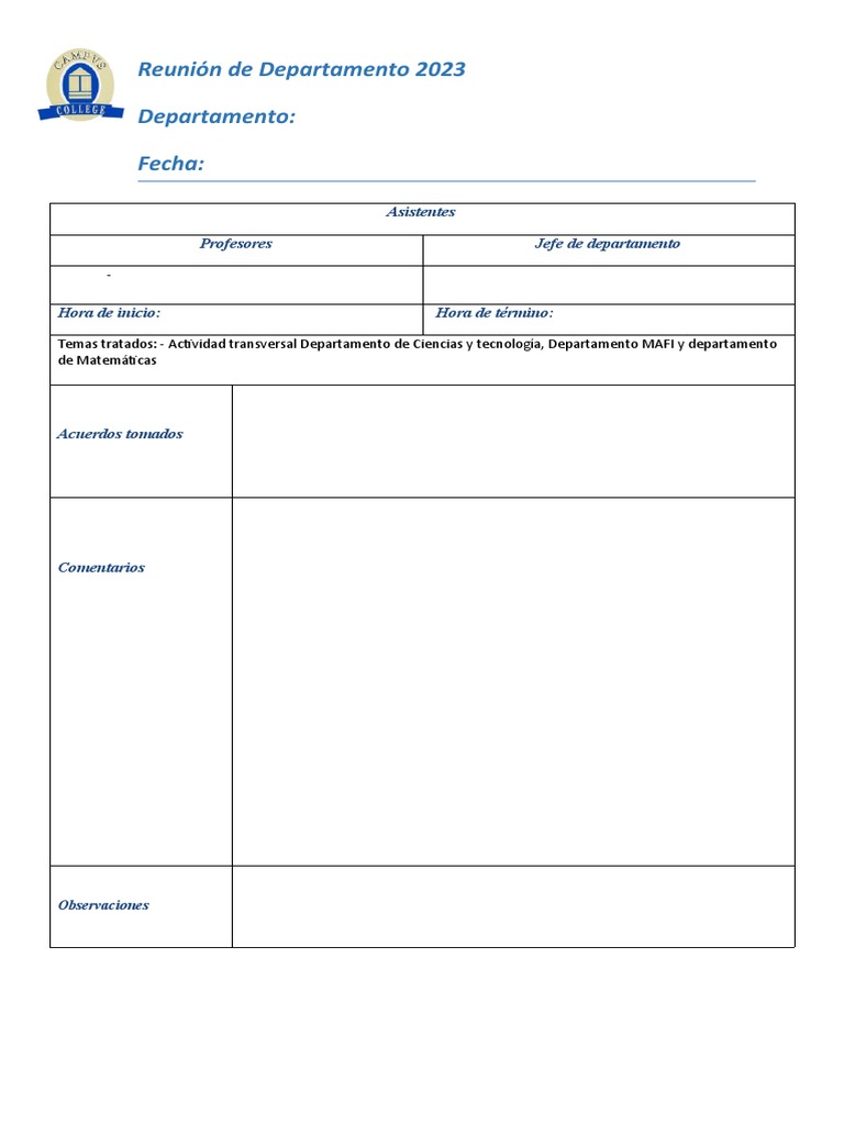 Acta Reunión Departamento 2023 | PDF