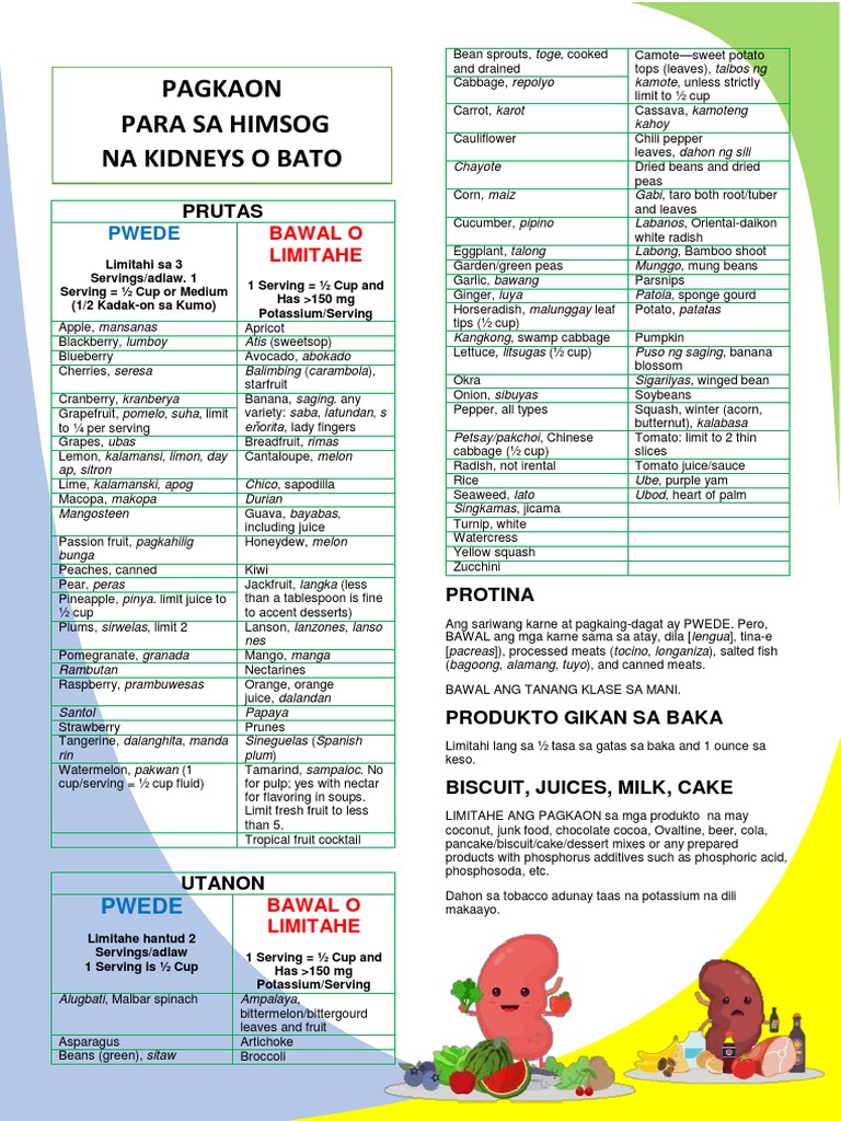 Kidney Healthy Diet Cebuano Edition | PDF | Foods | Food And Drink