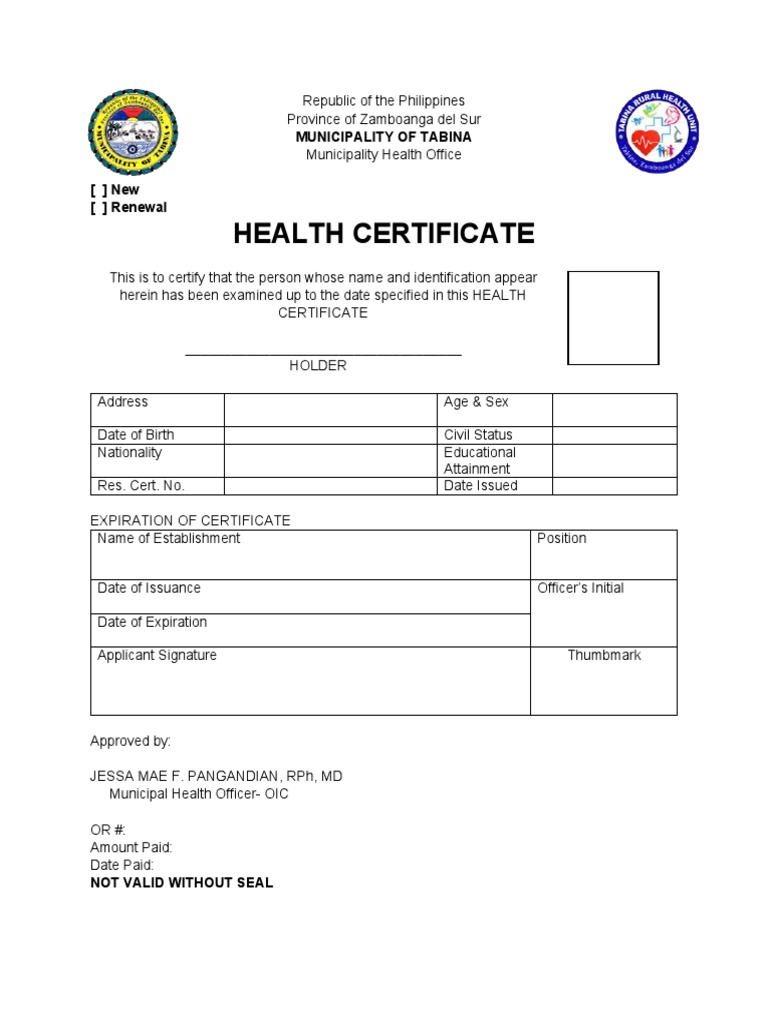 Certificate of Potability and Clearance | PDF