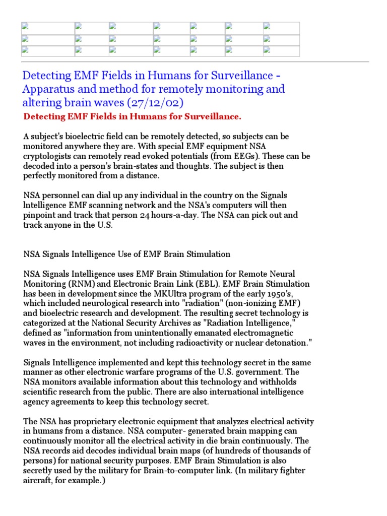 Detecting EMF Fields in Humans For Surveillance - Apparatus and Method For Remotely Monitoring ...