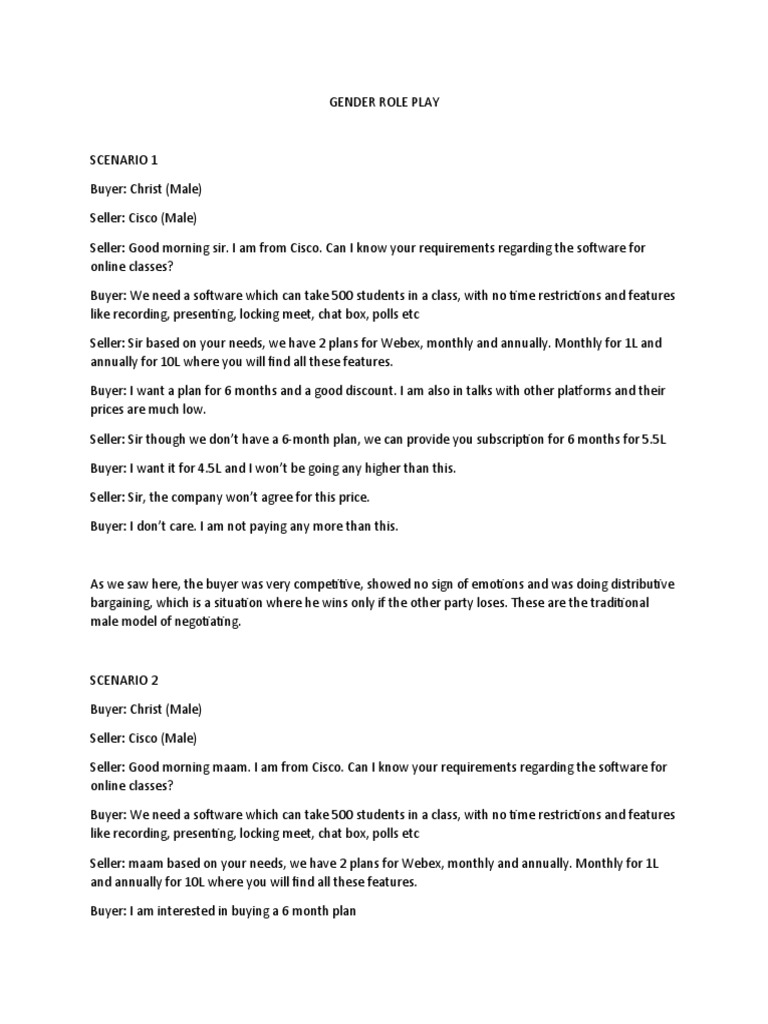 Gender Role Play | PDF