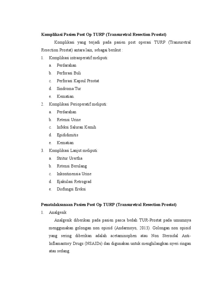 Post Op TURP | PDF | Kesehatan Holistik | Sains & Matematika