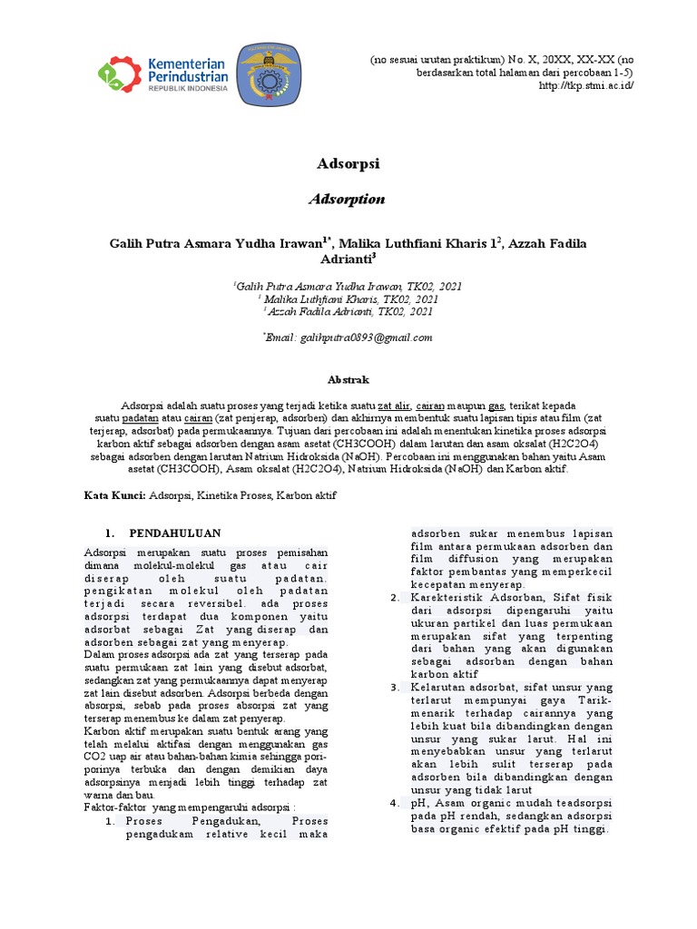 Galih Putra Asmara Yudha Irawan - TK02 - Adsorpsi | PDF