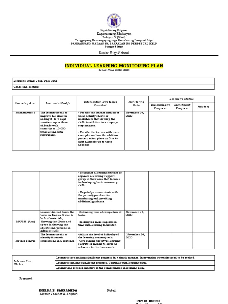 ILMP Sample | PDF | Learning | Education Theory