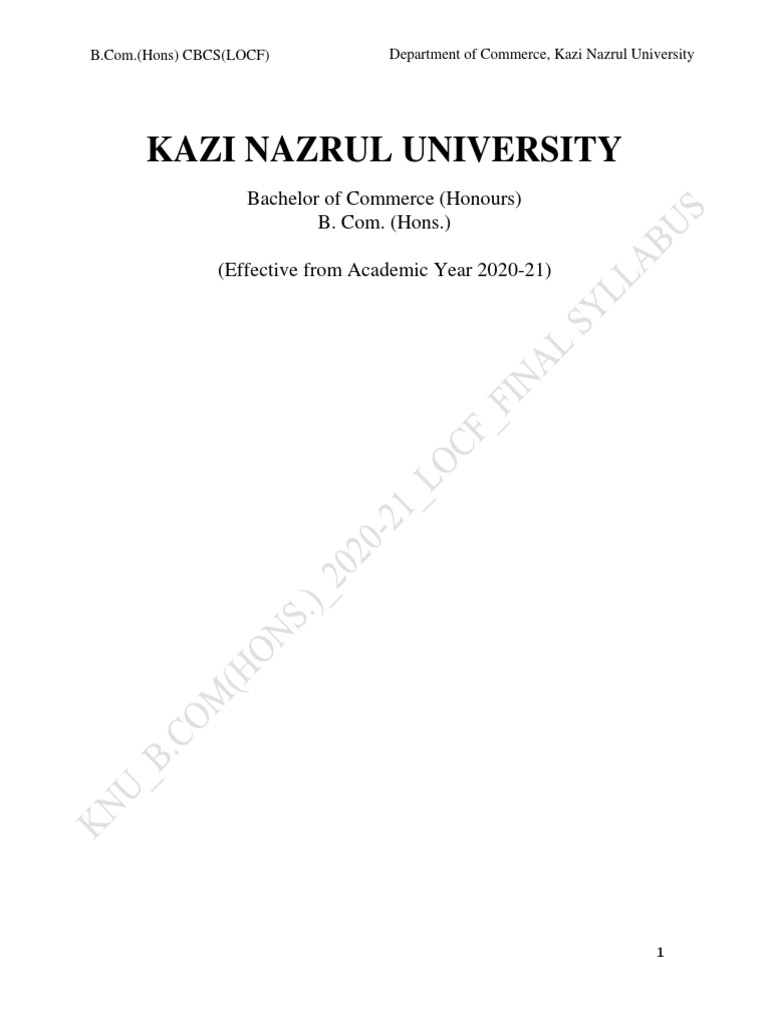 B.Com. (Hons) Syllabus Overview 2020-21 | PDF | Supply And Demand ...