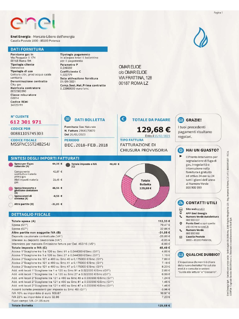 Italy Utility Bill PDF | PDF