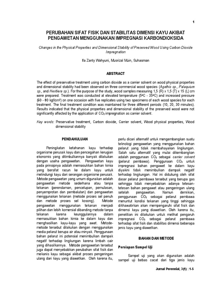 Perubahan Sifat Fisik Dan Stabilitas Dimensi Kayu Akibat Pengawetan ...