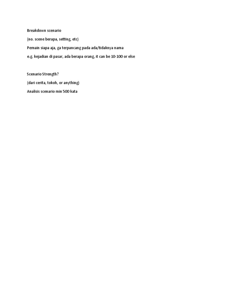 Breakdown Scenario Analisis Pdf