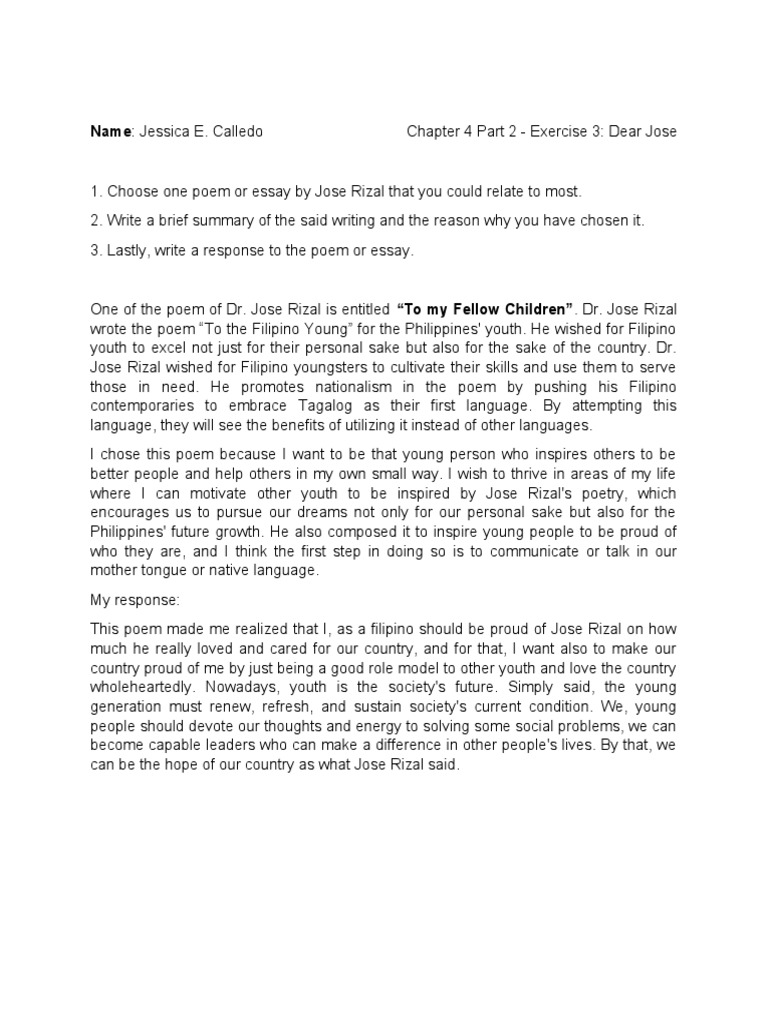 DEAR JOSE - EXERCISE 3 | PDF