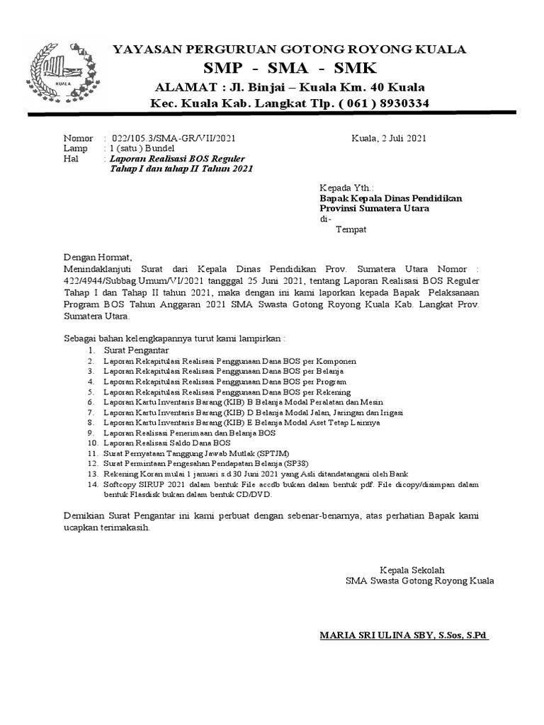 Surat Pengantar Sirup Goro 2021 | PDF