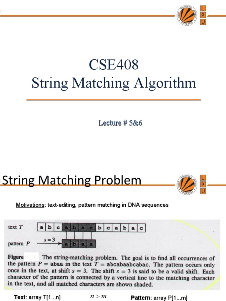 String Matching | PDF | Applied Mathematics | Computer Programming