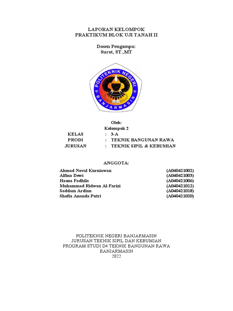 Laporan Praktikum Uji Tanah II Teknik Sipil | PDF