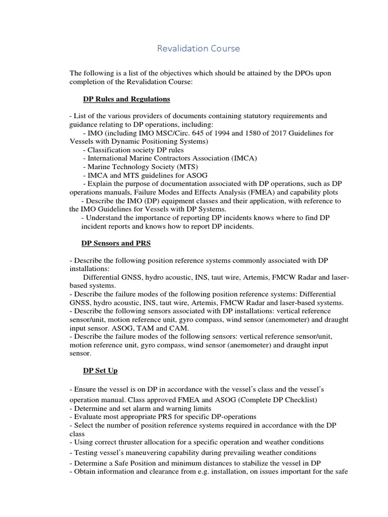 Dynamic Positioning Course Guide | PDF