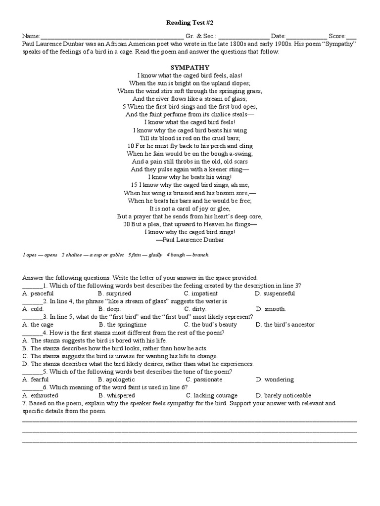 Reading Test #2 | PDF