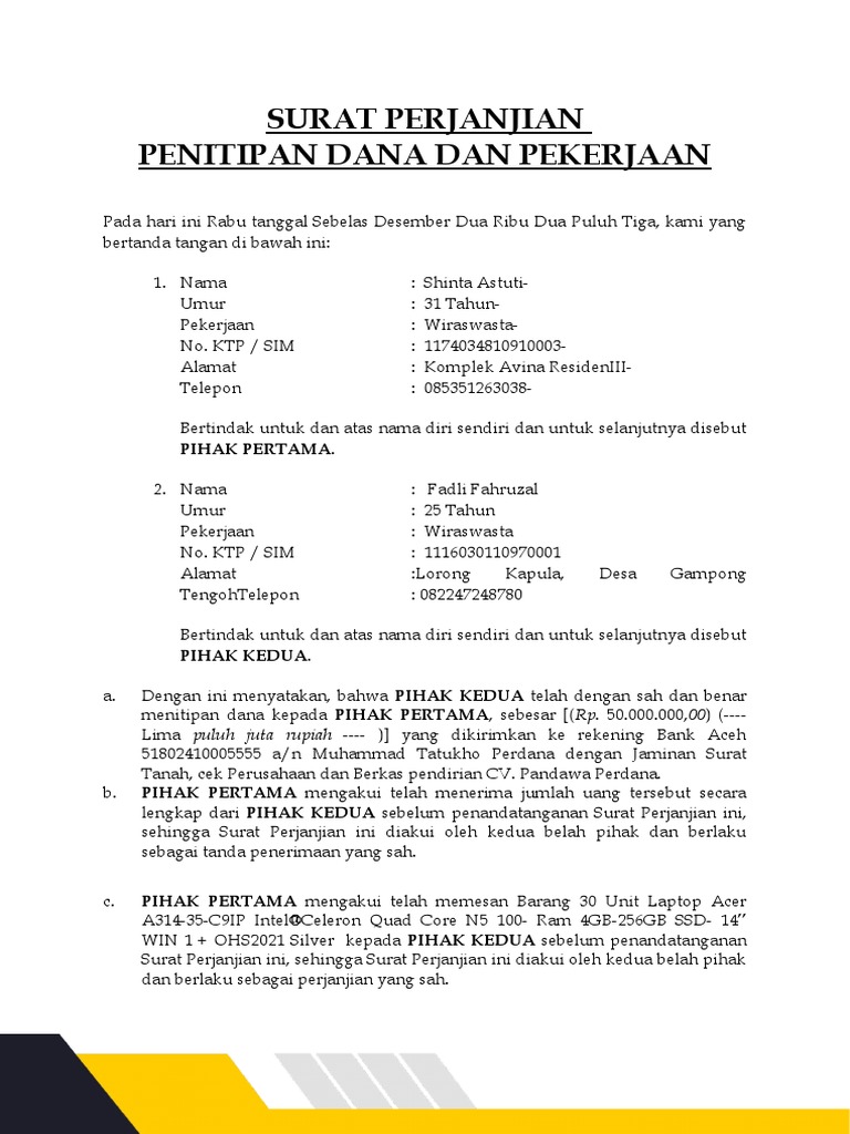 Kontrak Kerjasama | PDF