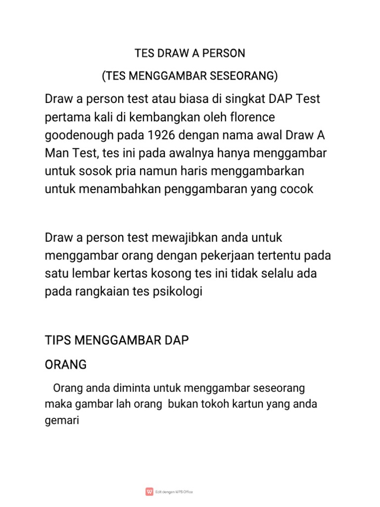 Tes DAP: Tips Menggambar Orang | PDF